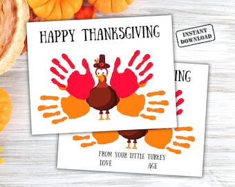 Thanksgiving Handprint Craft for Kids, Preschool Handprint Art Thankful ...