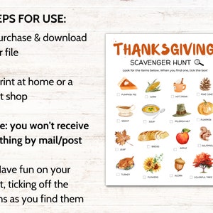 Thanksgiving Scavenger Hunt Printable, Kids Thanksgiving Classroom ...