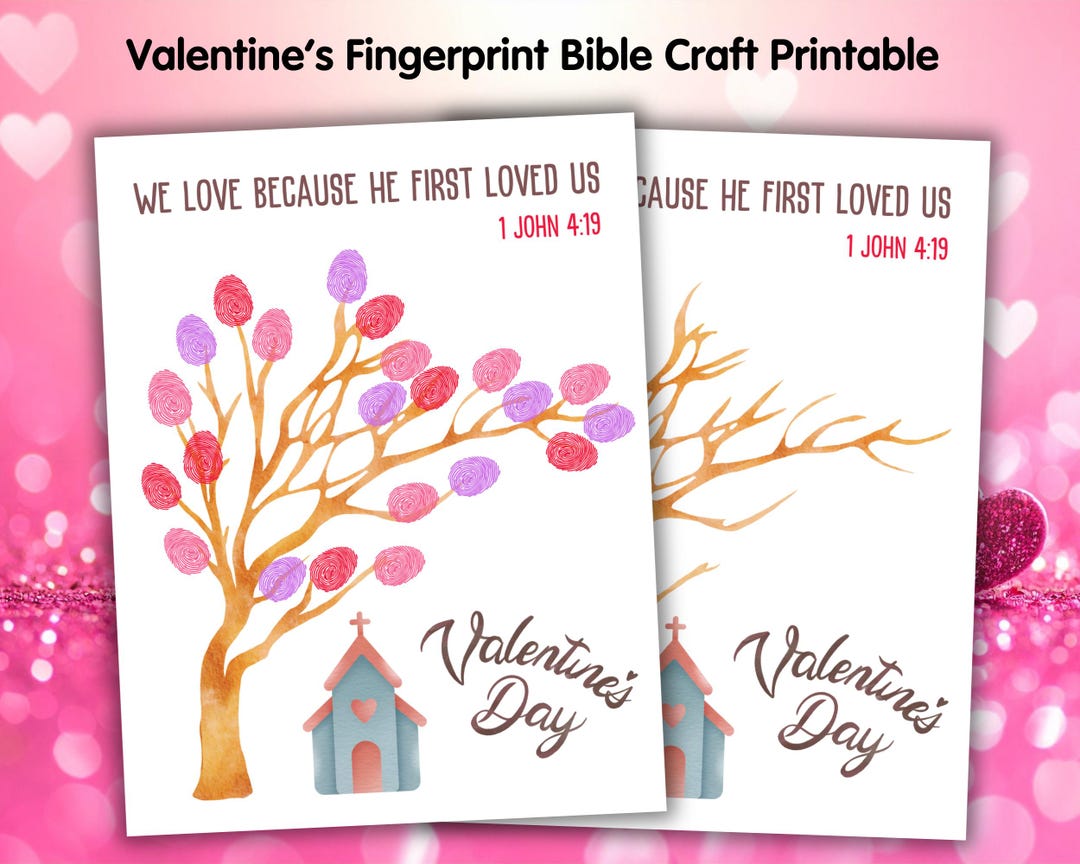 Christian Valentine's Fingerprint Craft, Bible Verse Handprint Art ...