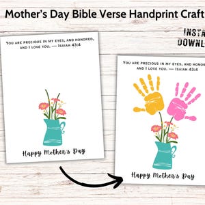 Mother's Day Bible Craft, Bible Verse Mothers Keepsake Gift, Printable ...
