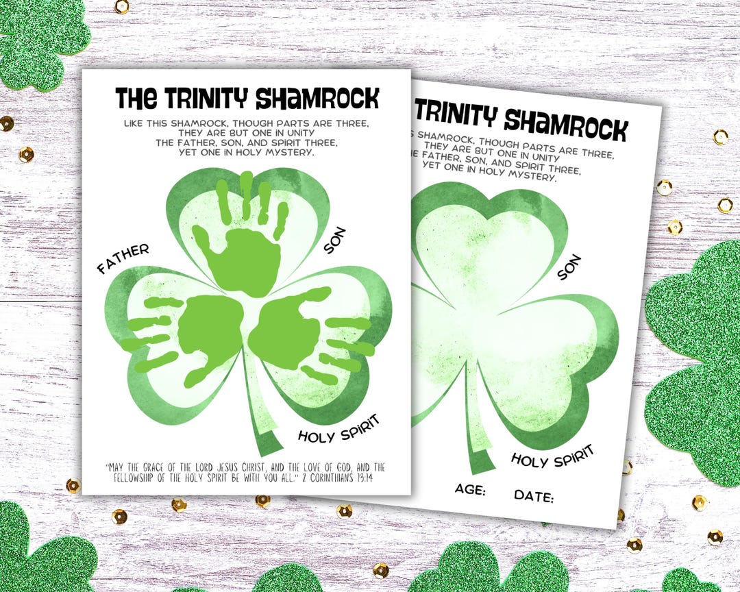 St. Patrick's Day Handprint Art, Shamrock Holy Trinity Craft Keepsake ...