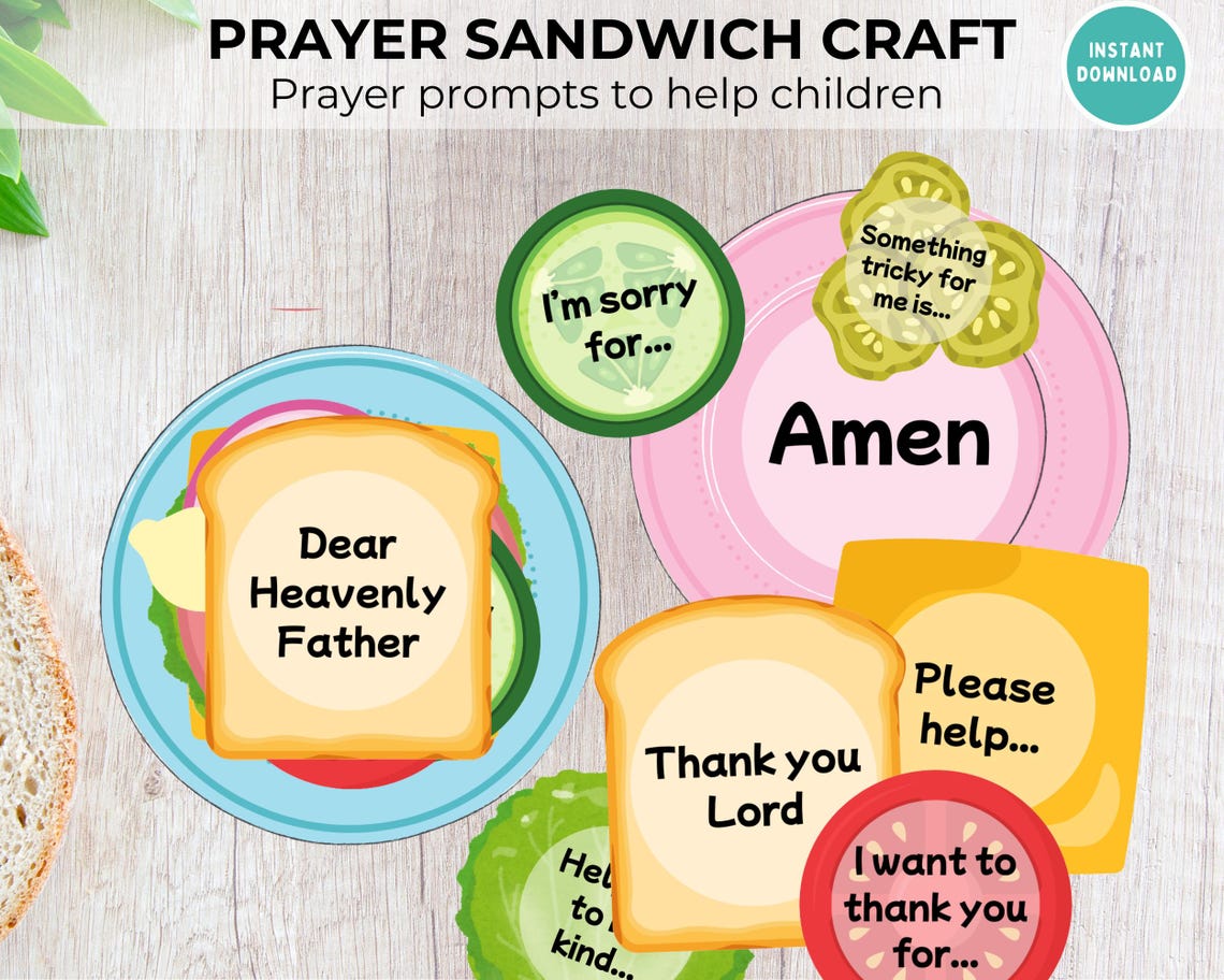 Prayer Sandwich Craft Activity, Kids Sunday School Praying Lesson ...