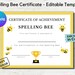 Editable Spelling Bee Certificate, Spelling Bee Certificate, Spelling ...