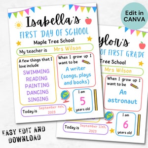 First Day of School Printable Sign, 1st Day of First Grade Photo Prop ...