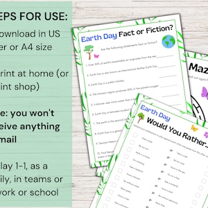 Earth Day Games Bundle Printable, Environmental Nature Theme Activities ...