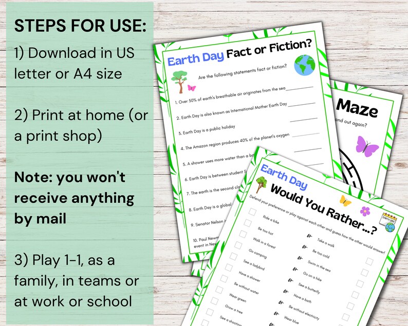 Earth Day Games Bundle Printable, Environmental Nature Theme Activities ...