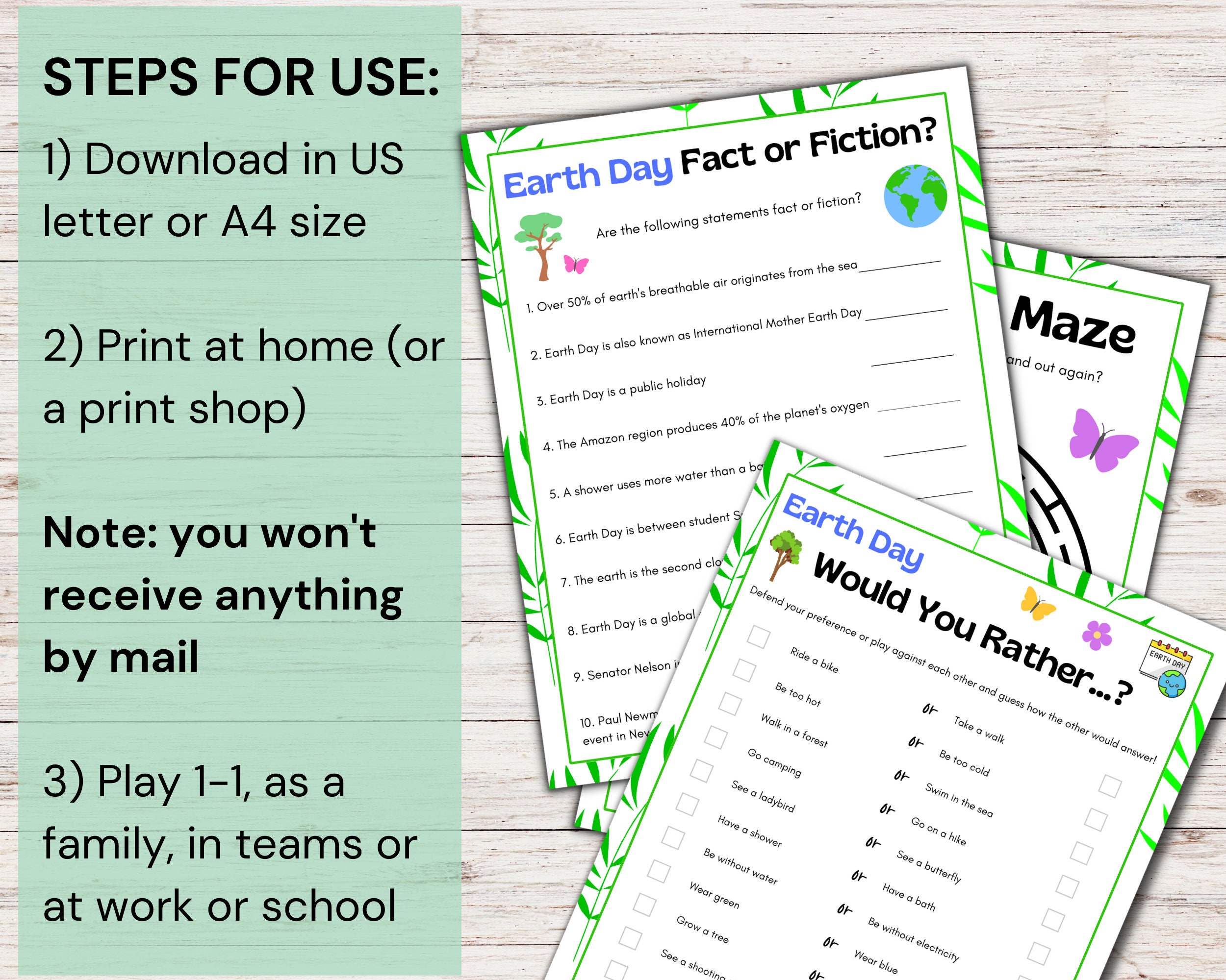 Earth Day Games Bundle Printable, Environmental Nature Theme Activities ...