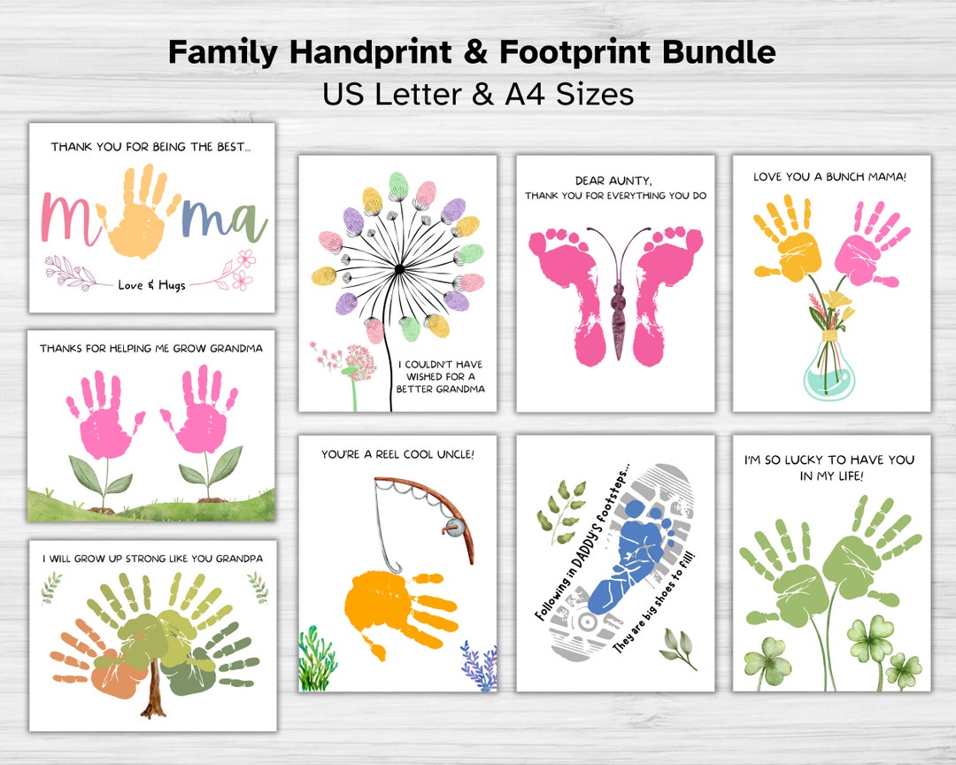 Family Handprint Art Craft Bundle, Preschool Keepsake Craft, Grandma ...