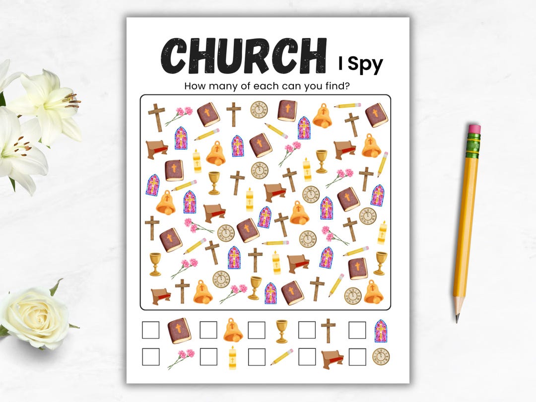 Church I Spy Game, Bible Count and Find Game, Kids Sunday School ...