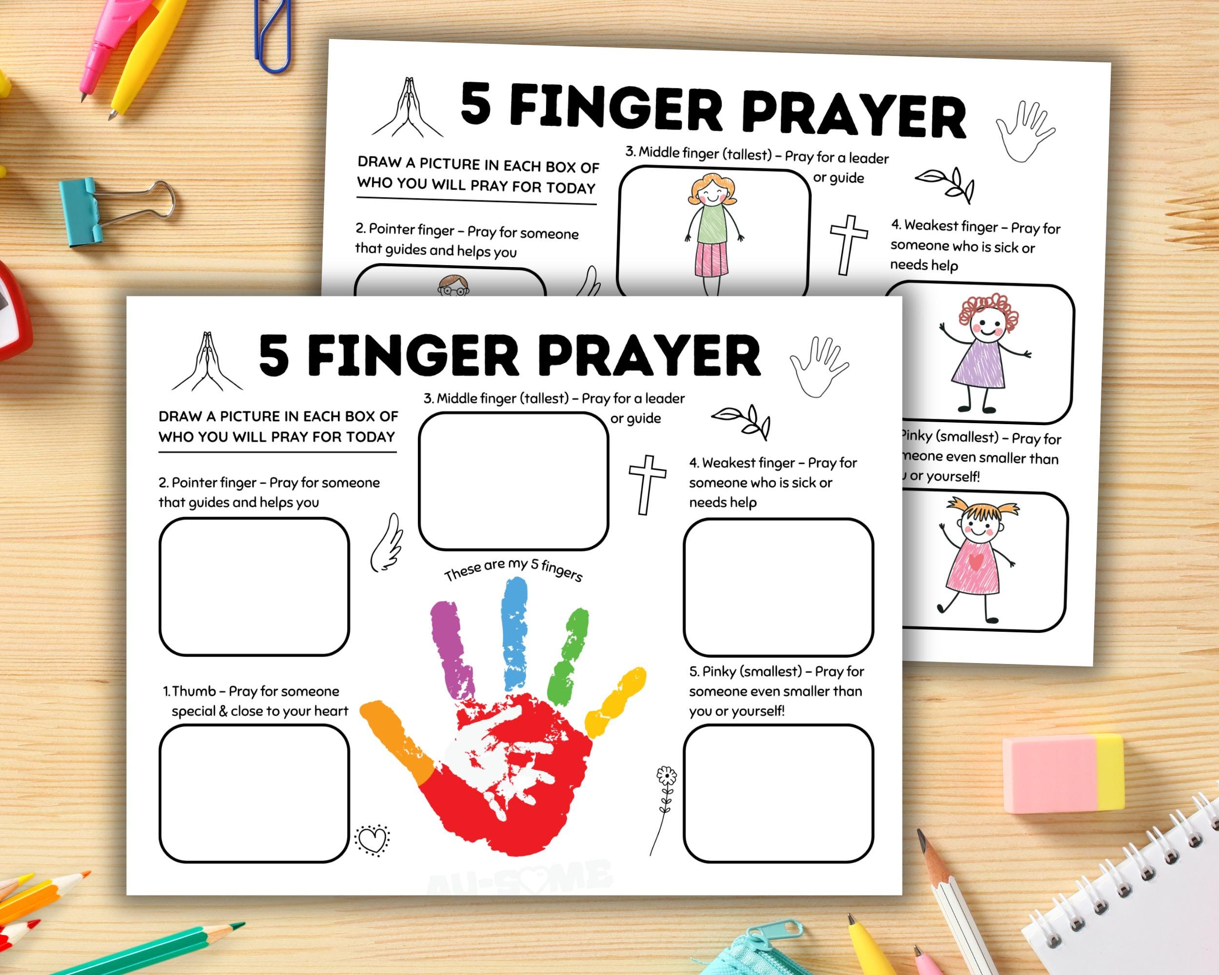 5 Finger Prayer Handprint Craft Printable, Kids Prayer Template ...