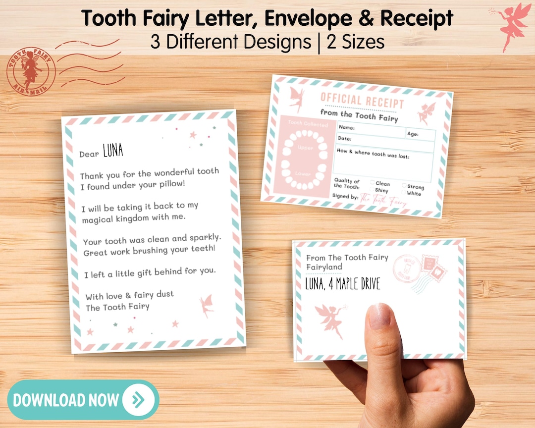Tooth Fairy Letter Certificate Printable, Lost Tooth Receipt Report ...