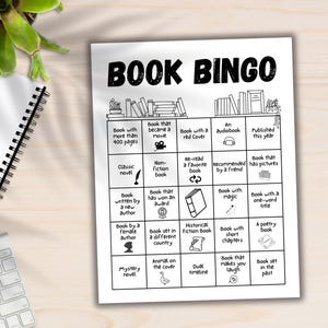 Book Bingo Reading Challenge, Book Reading Log Game, Books Read Tracker ...