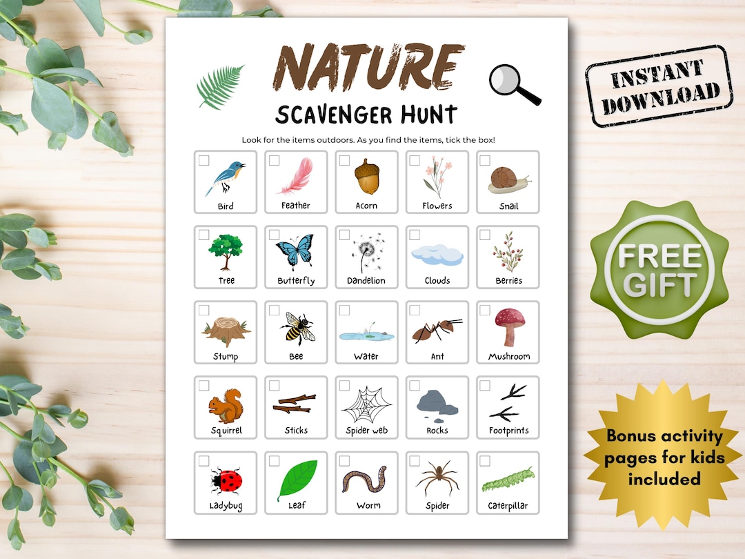 Nature Scavenger Hunt, Outdoor Treasure Hunt Printable, Scavenger Hunt ...