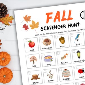 Fall Scavenger Hunt, Outdoor Autumn Treasure Hunt, Nature Scavenger ...