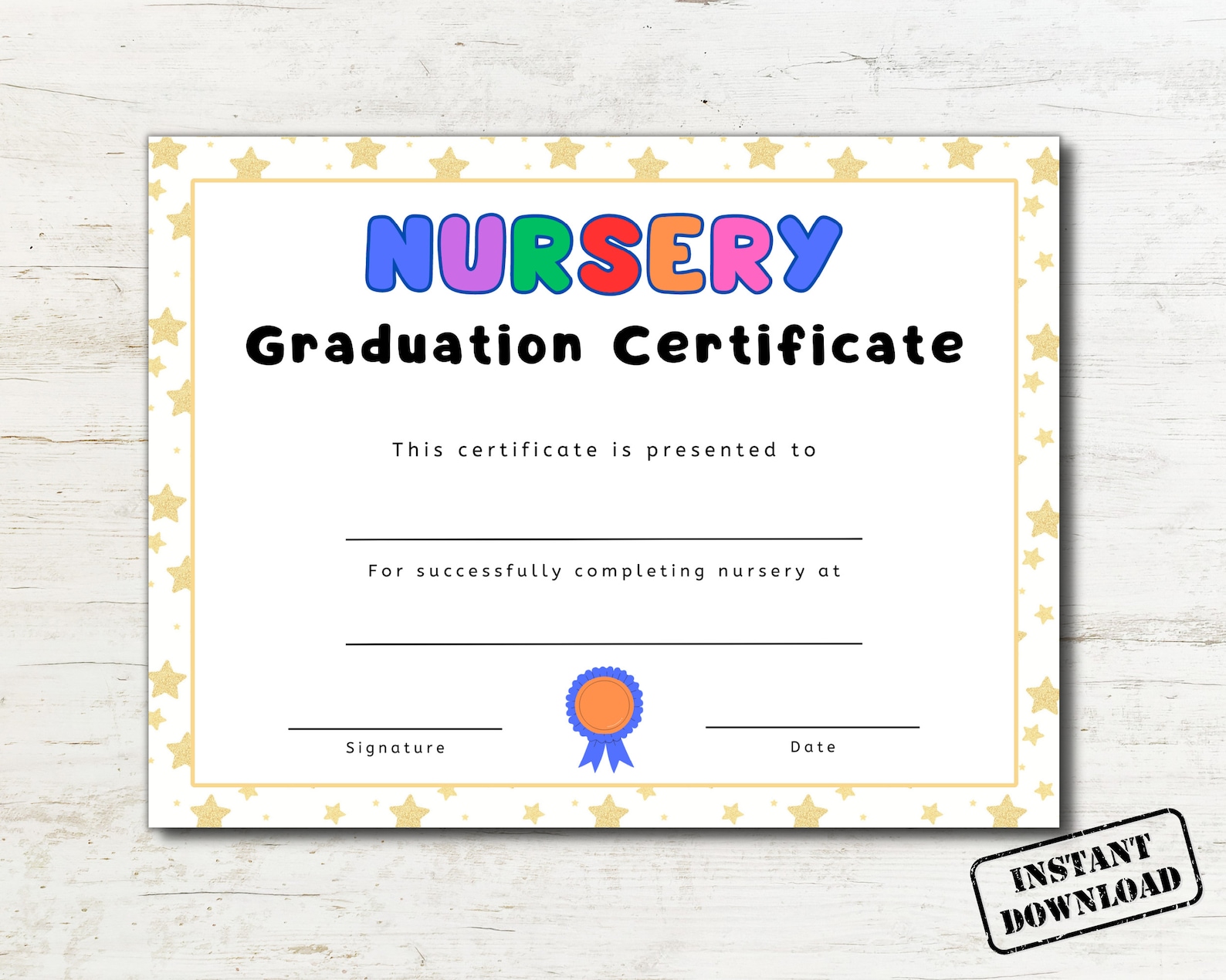 Nursery Graduation Diploma, Nursery Certificate Printable, Daycare ...