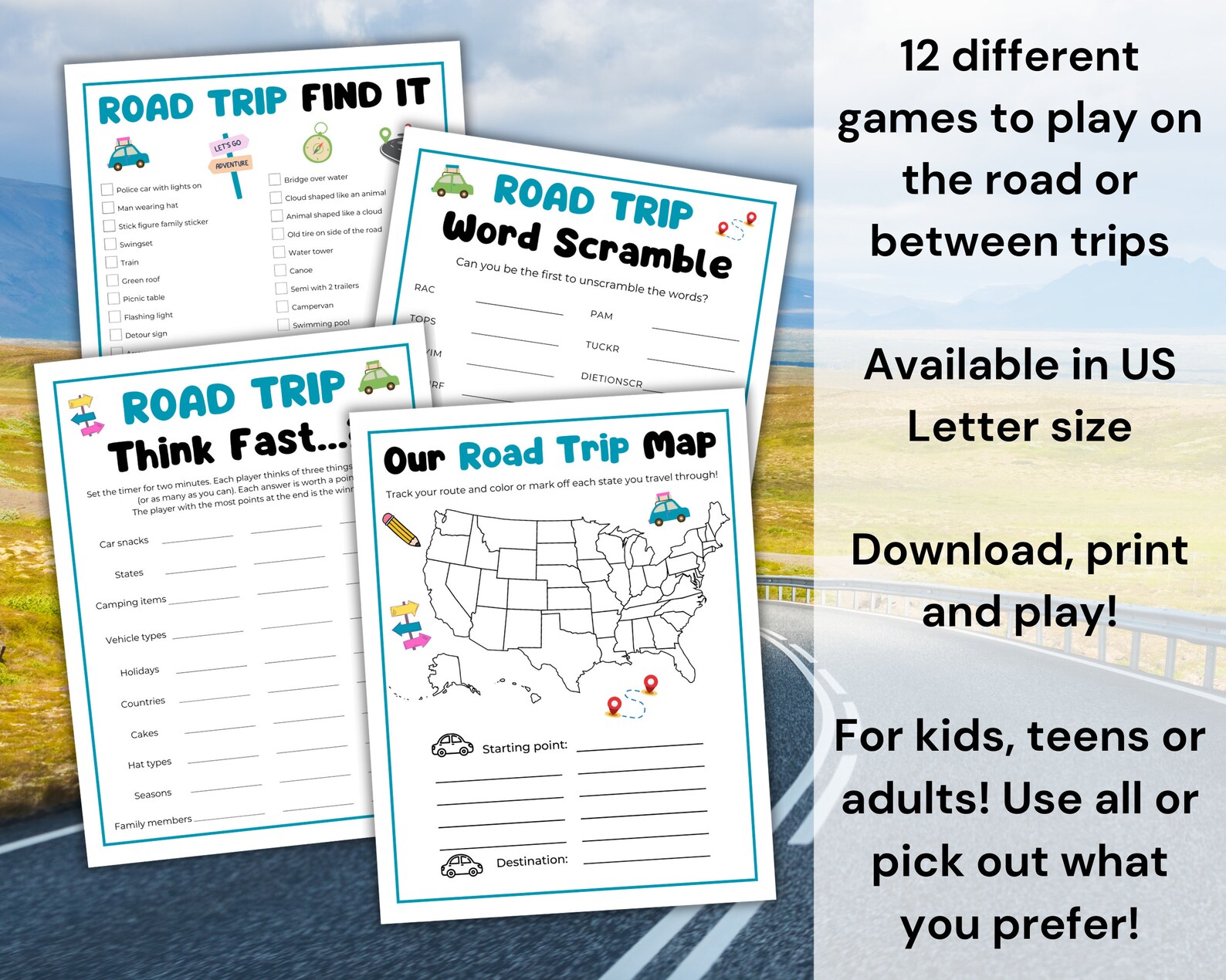 Road Trip Games Bundle Printable, Family Road Trip Pack, Family Car ...