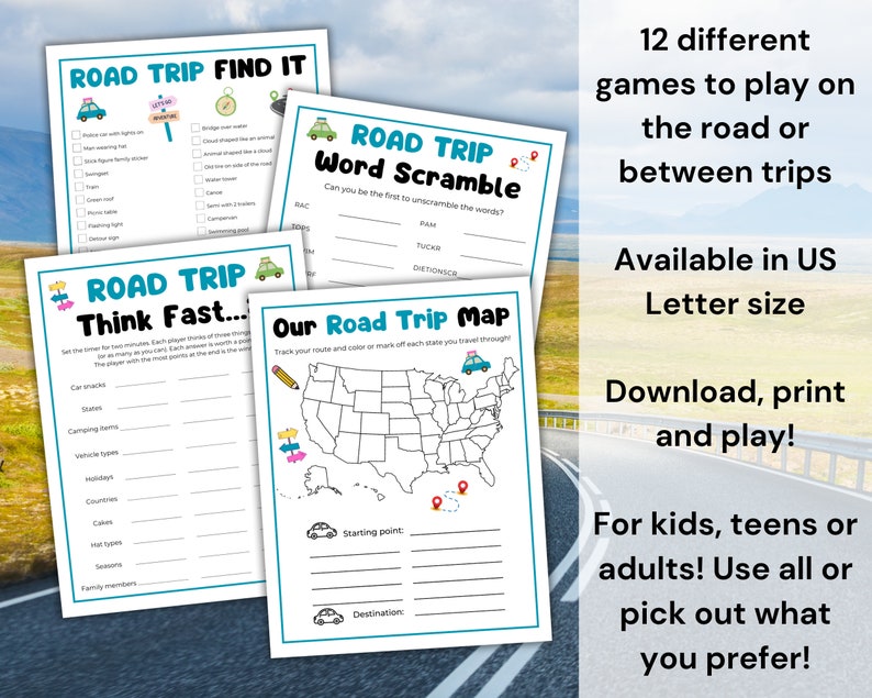 Road Trip Games Bundle Printable, Family Road Trip Pack, Family Car ...