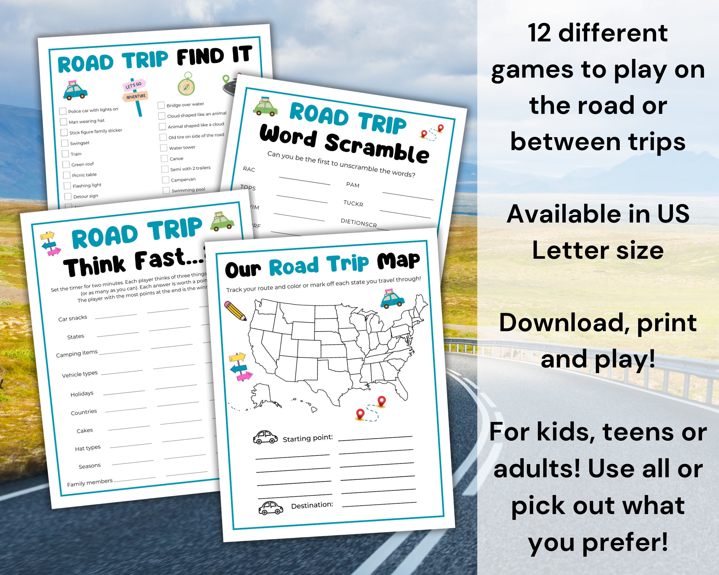 Road Trip Games Bundle Printable, Family Road Trip Pack, Family Car ...
