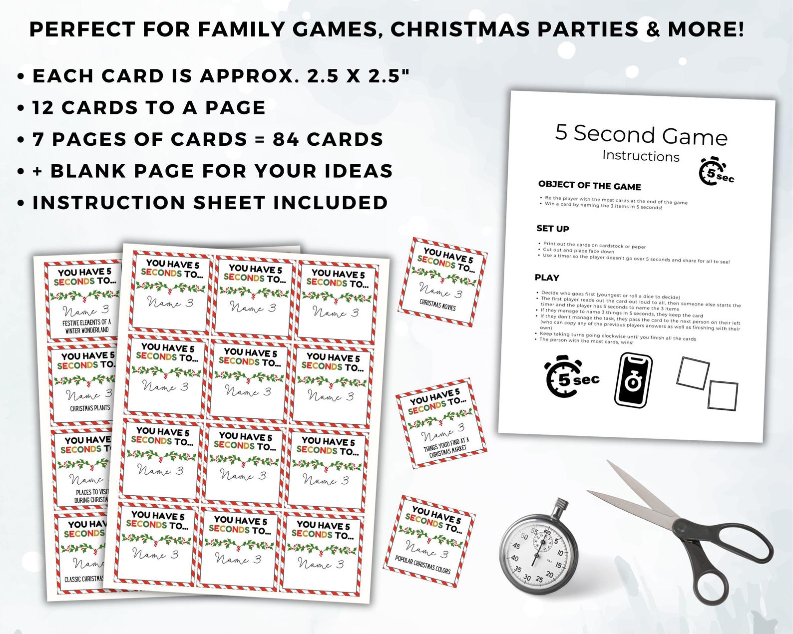 Christmas 5 Second Game, Christmas Party Game Five Second Rule ...