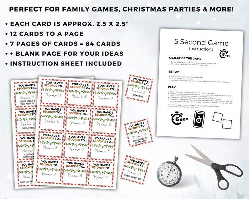 Christmas 5 Second Game, Christmas Party Game Five Second Rule ...