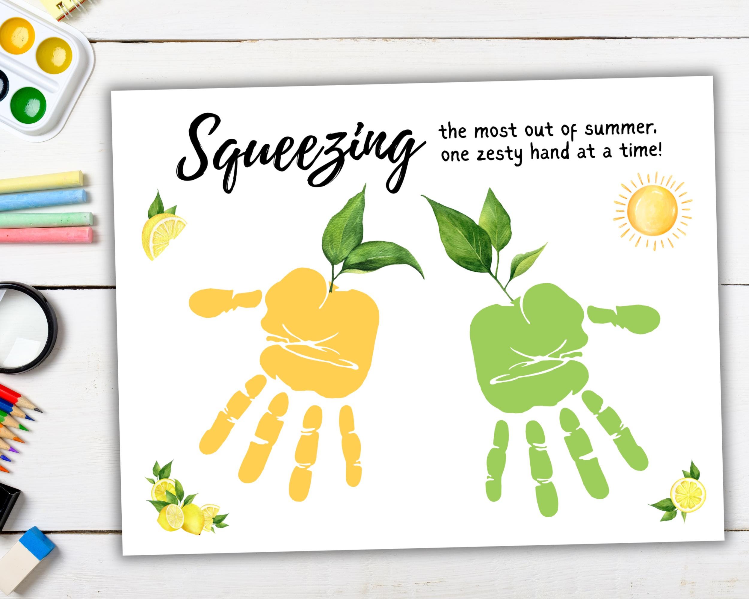 Summer Lemon Handprint Art, Summer Camp Handprint Craft Printable ...