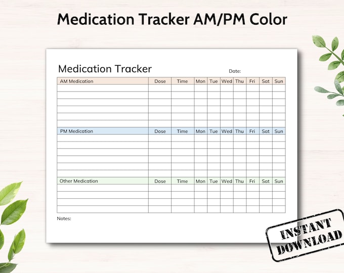 Monthly Medication Tracker, Minimalist Medication Log, Daily Medication ...