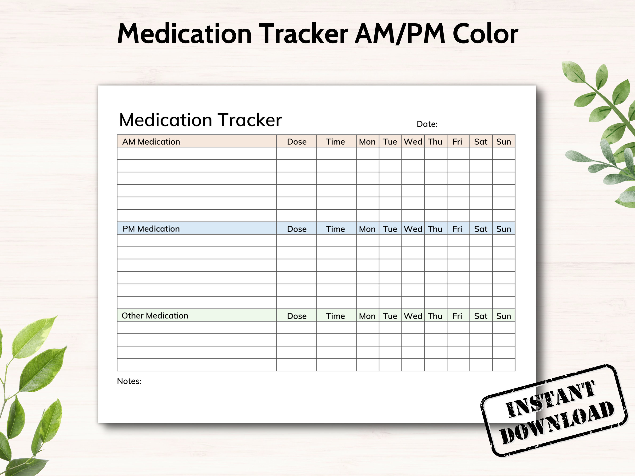Medication Tracker Printable, Daily Medication Log, Weekly Medicine ...