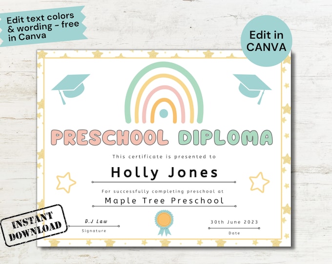 Daycare Graduation, Daycare Certificate, Daycare Diploma, Preschool ...