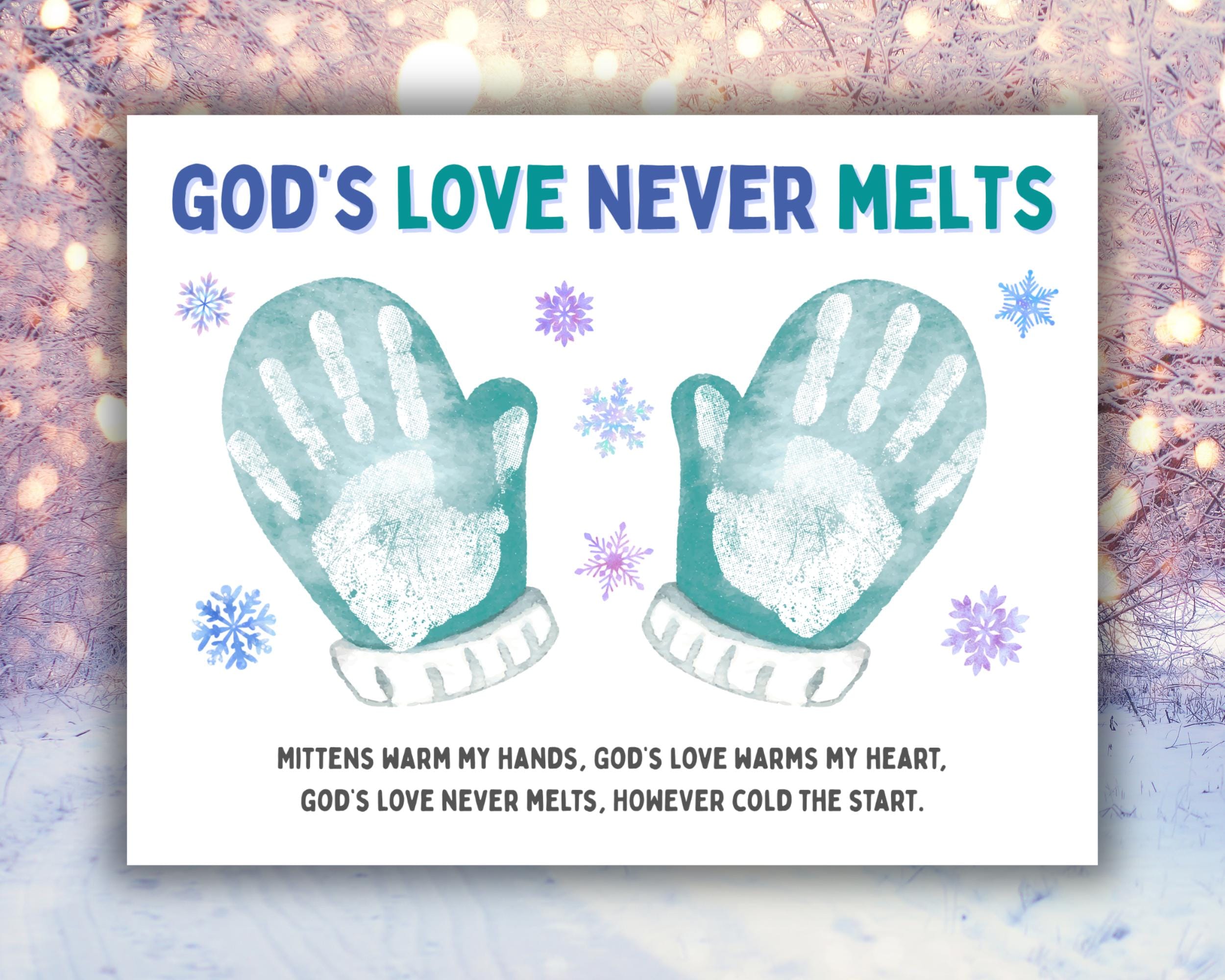 Christian Winter Mittens Handprint Craft, Sunday School Keepsake Art ...
