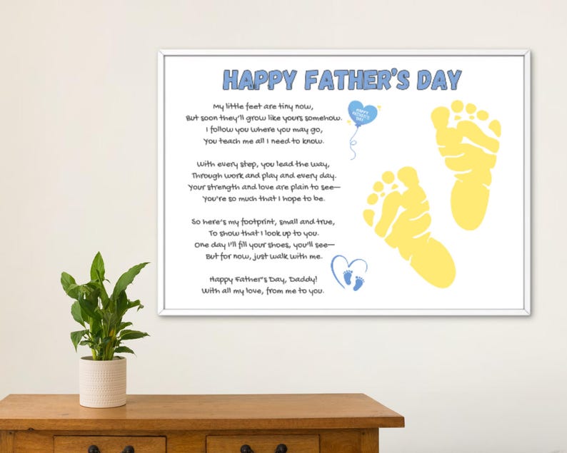 Father's Day Poem Footprint Craft, Daddy Handprint Art Printable, Best ...