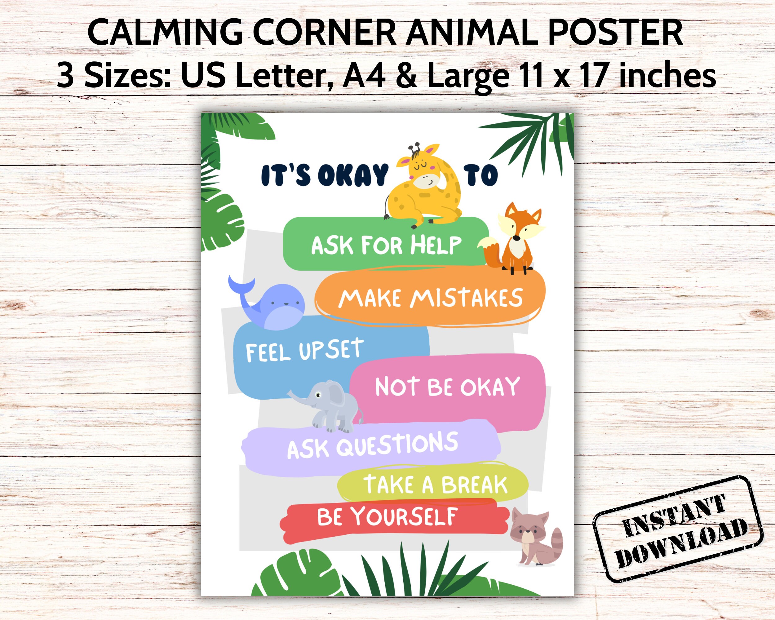 Calming Corner Educational Poster, Children Classroom Calm Down Poster ...