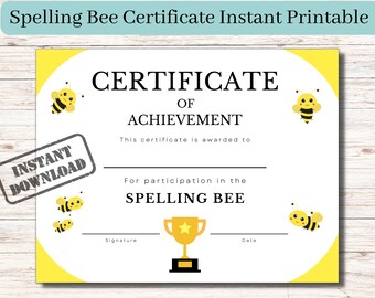 Spelling Bee Certificate - Etsy