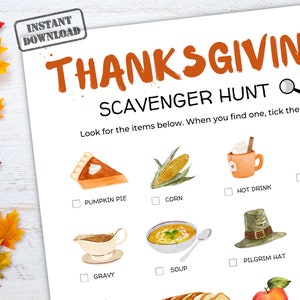Thanksgiving Scavenger Hunt Printable, Kids Thanksgiving Classroom ...