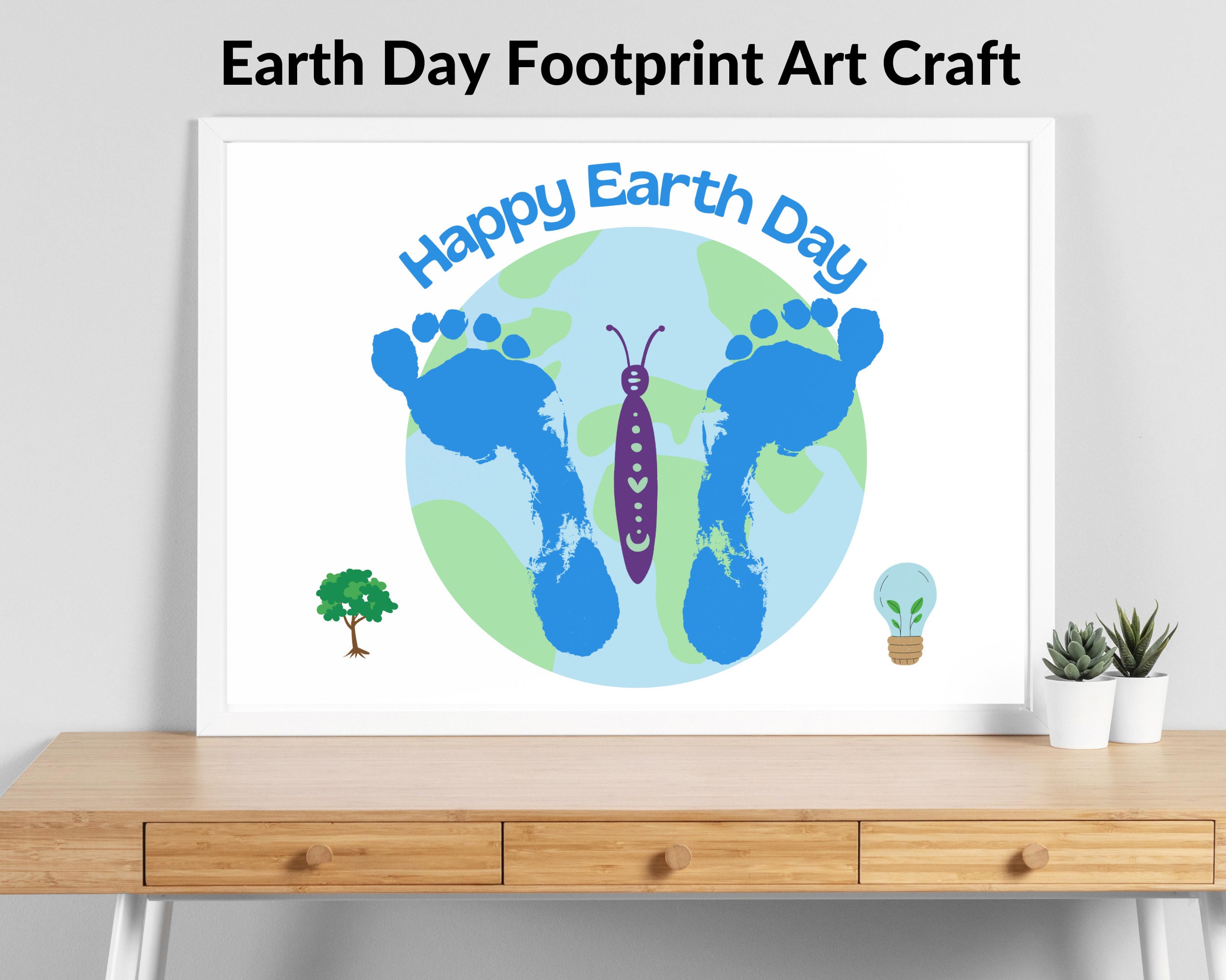 Earth Day Footprint Art Printable, Earth Day Footprint Craft, Baby ...