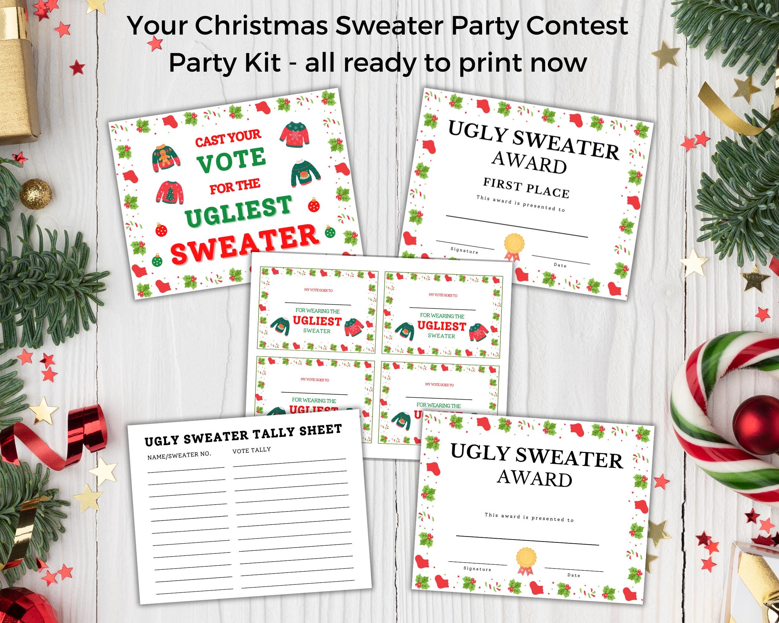 Ugly Sweater Contest Kit, Christmas Ugly Sweater Office Party, Best ...