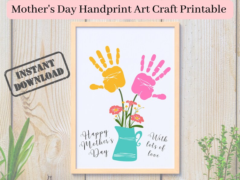 Mothers Day Flowers Handprint Art Handprint Keepsake Mom - Etsy