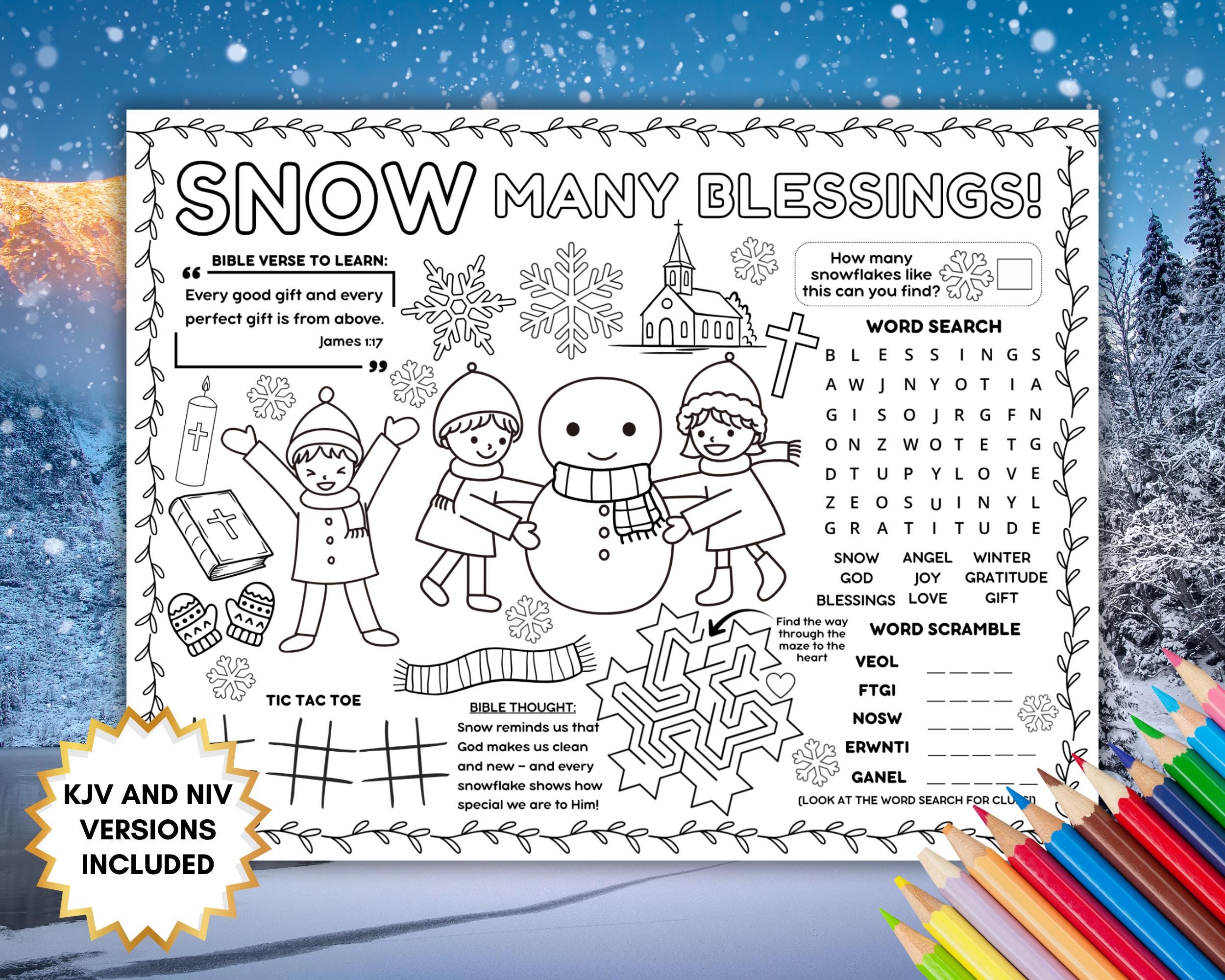 Winter Bible Activity Placemat Printable, Christian Coloring Page ...