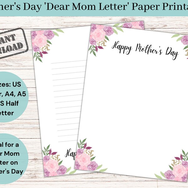 Letter to Mom Printable - Etsy