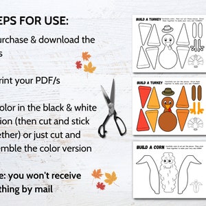 Build A Turkey Craft for Thanksgiving, Kids Crafting Activity Printable ...