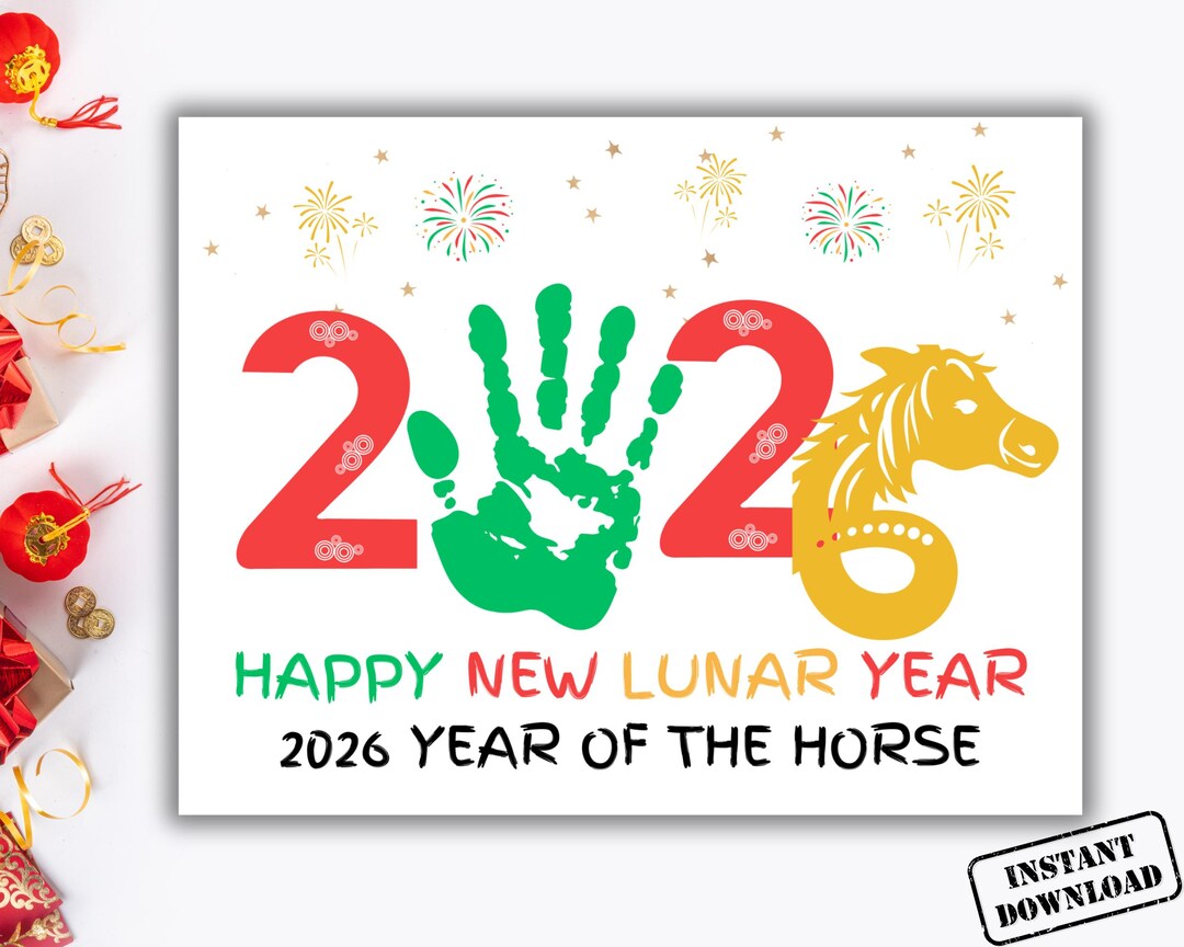 Lunar New Year Handprint Craft Keepsake, Chinese New Year Art Idea ...