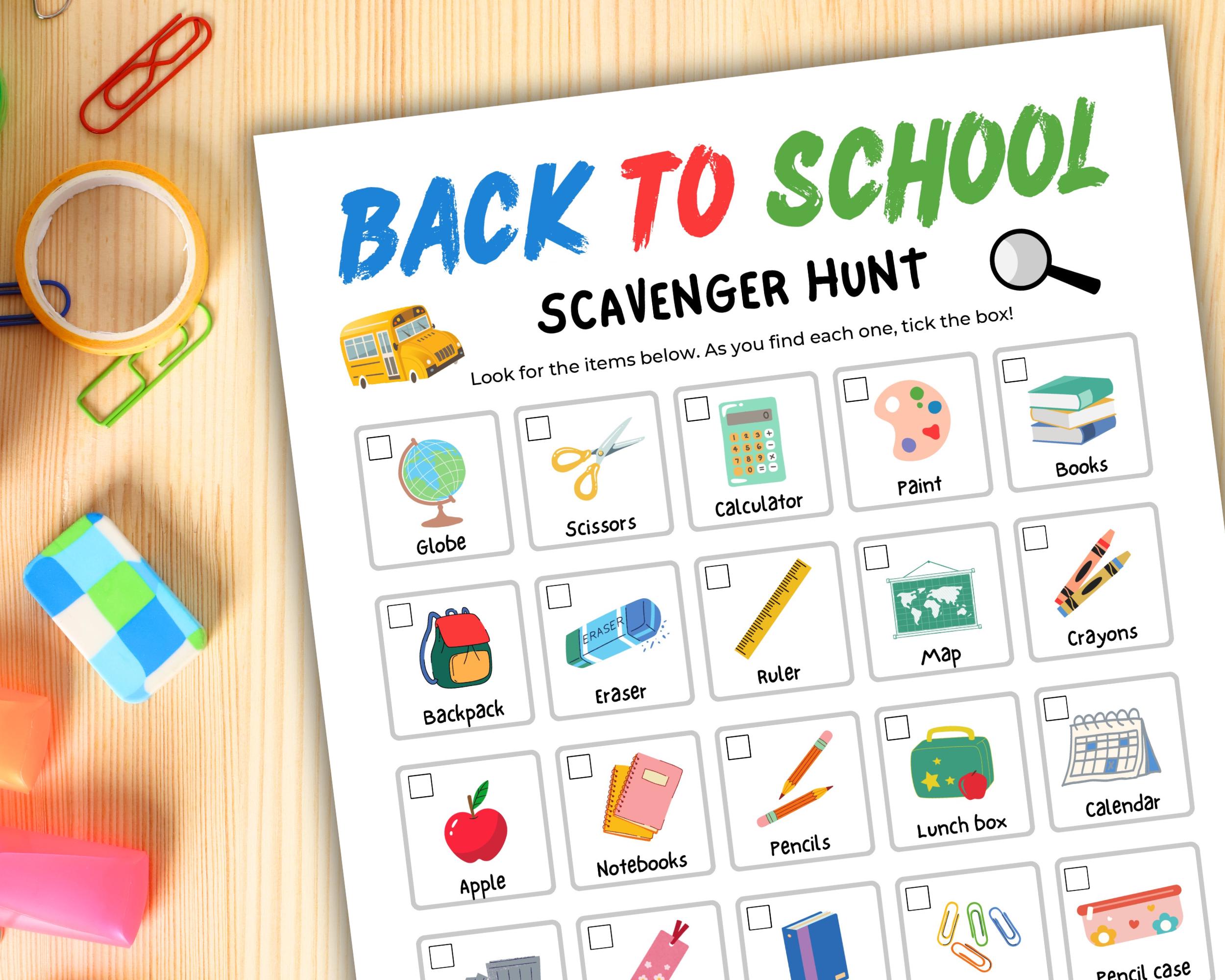 Back to School Scavenger Hunt, Classroom Treasure Hunt, School Games ...