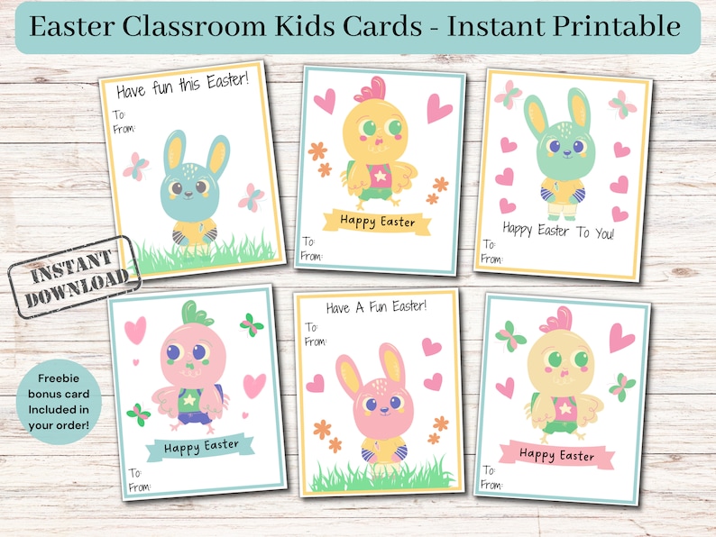 Happy Easter Classroom Cards Printables School Kids Easter - Etsy UK