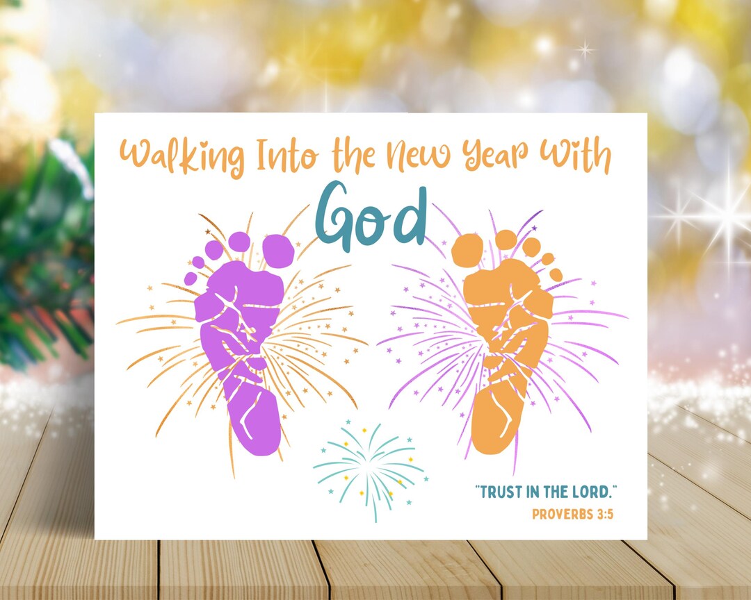Christian New Year Footprint Craft, Sunday School Kids Printable, Bible ...
