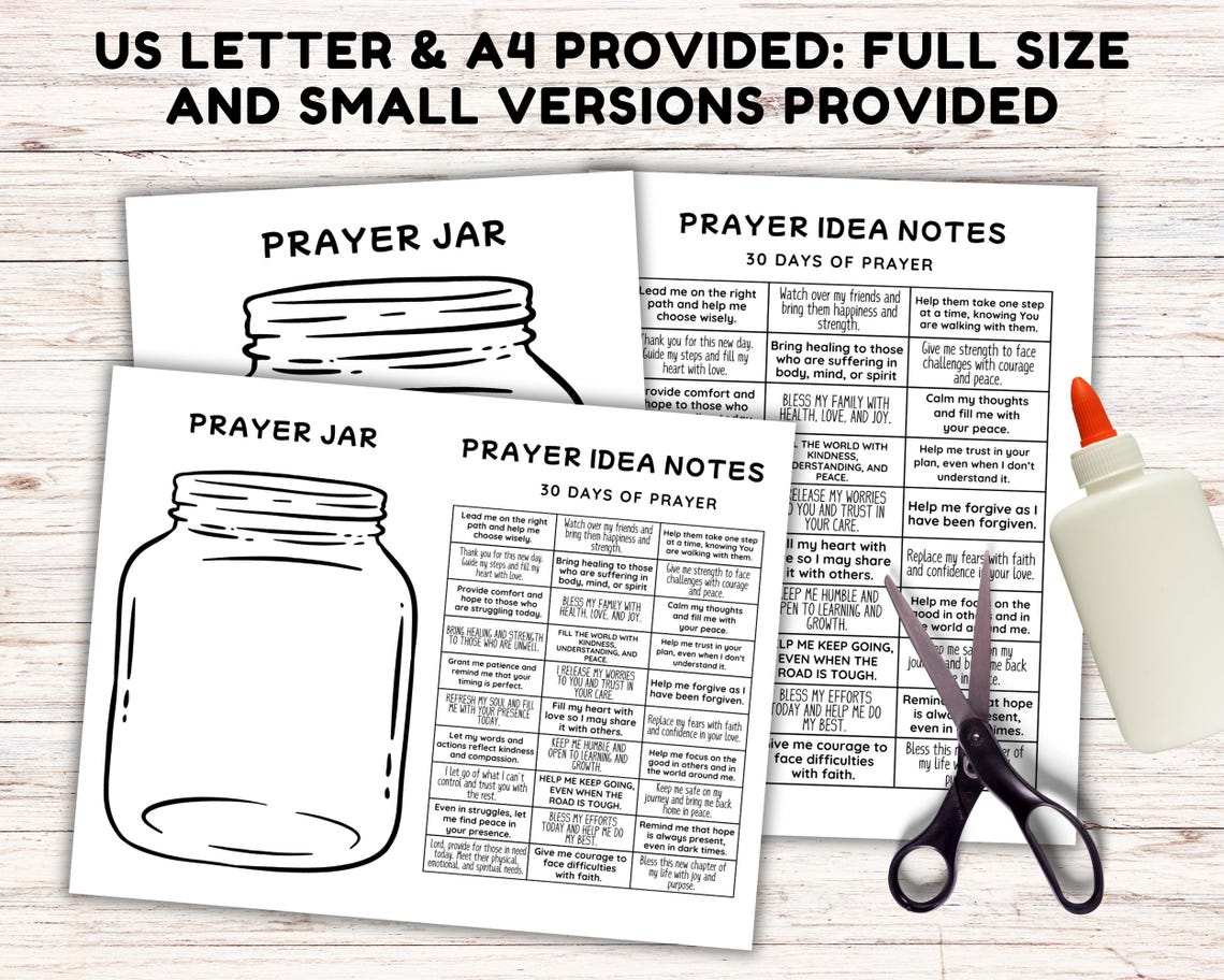 Prayer Prompts Jar Craft Printable, DIY Prayer Idea Notes, 30 Days of ...