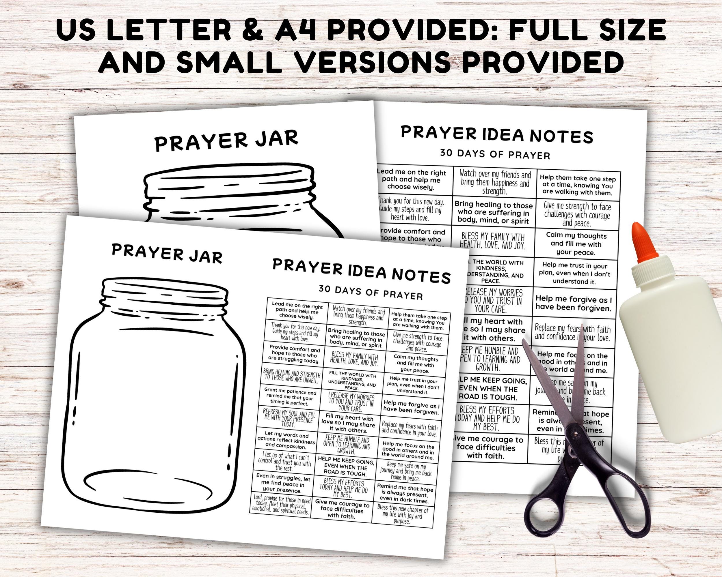 Prayer Prompts Jar Craft Printable, DIY Prayer Idea Notes, 30 Days of ...