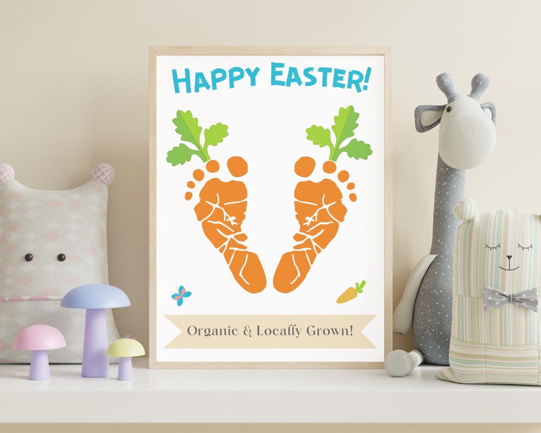 Easter Footprint Keepsake Craft, Baby First Easter Footprint Art, Happy ...