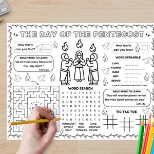 Pentecost Activity Placemat Craft, Whitsunday Holy Spirit Coloring Page ...