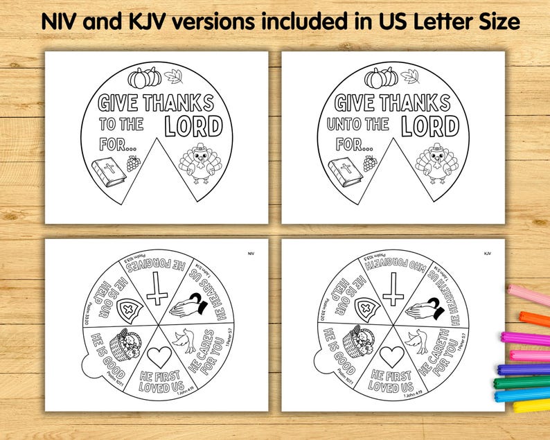 Thanksgiving Bible Coloring Wheel Craft, Give Thanks to the Lord ...