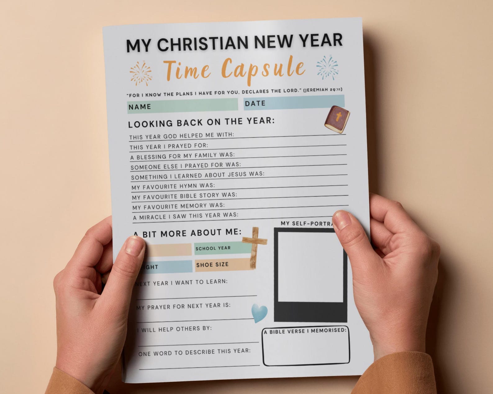 Christian Kids Time Capsule Printable, New Year's Eve Bible Reflection ...