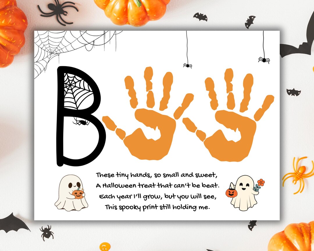 Happy Halloween Handprint Art, Toddler Keepsake Craft, Cute Boo ...